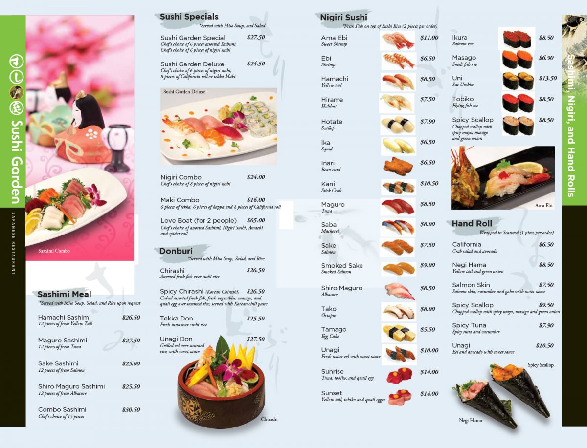 MENU – SUSHI GARDEN JAPANESE RESTAURANT